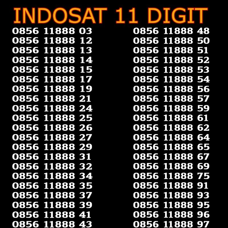 Jual Nomor Cantik Indosat 11 Digit / Nomor Cantik IM3 11 Digit Murah ...