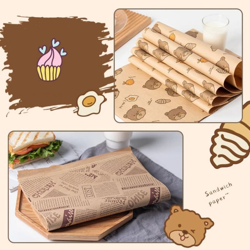 Jual 10 LEMBAR KERTAS BUNGKUS BURGER SANDWICH ALAS KUE KOREA / PAPER ...