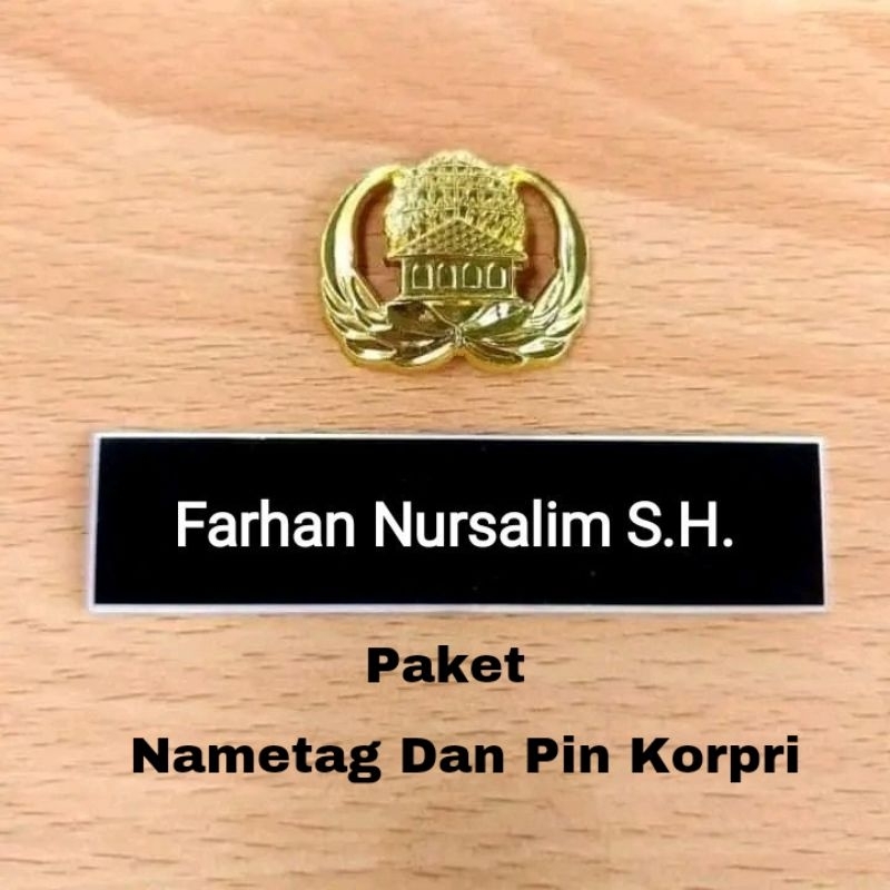 Jual Paket Name Tag Dan Pin Korpri Asn Papan Nama Dada Akrilik Lencana ...