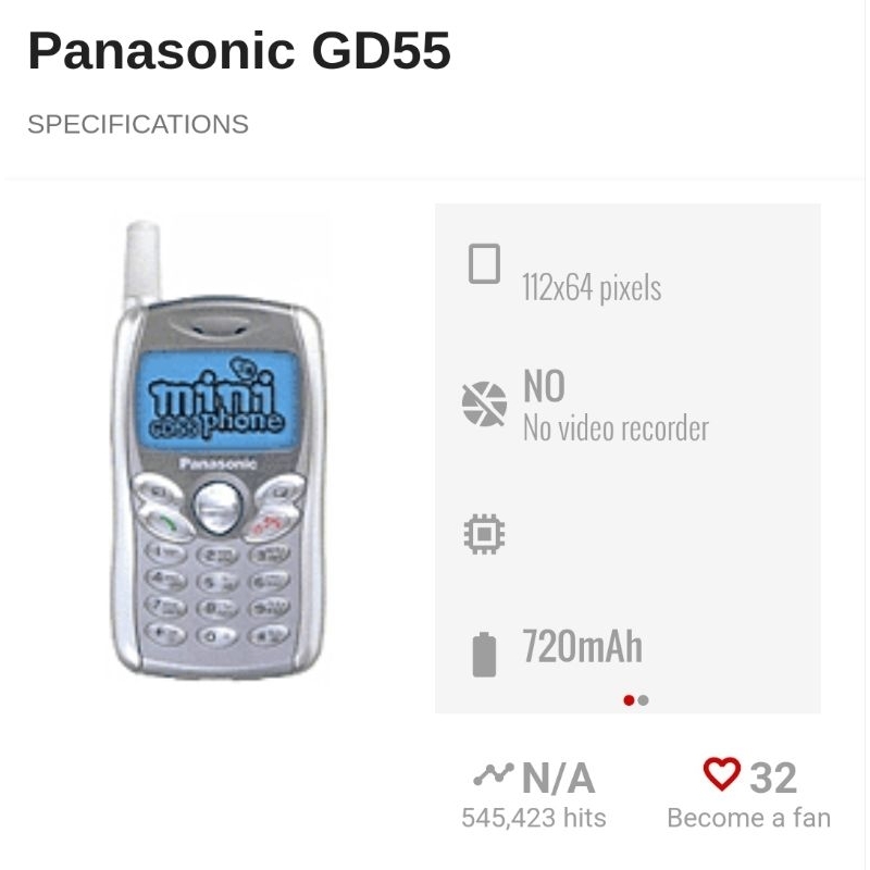 Jual PANASONIC GD55 HP JADUL LANGKA ANTIK IMUT DAN MENARIK HP NYA PARA ...