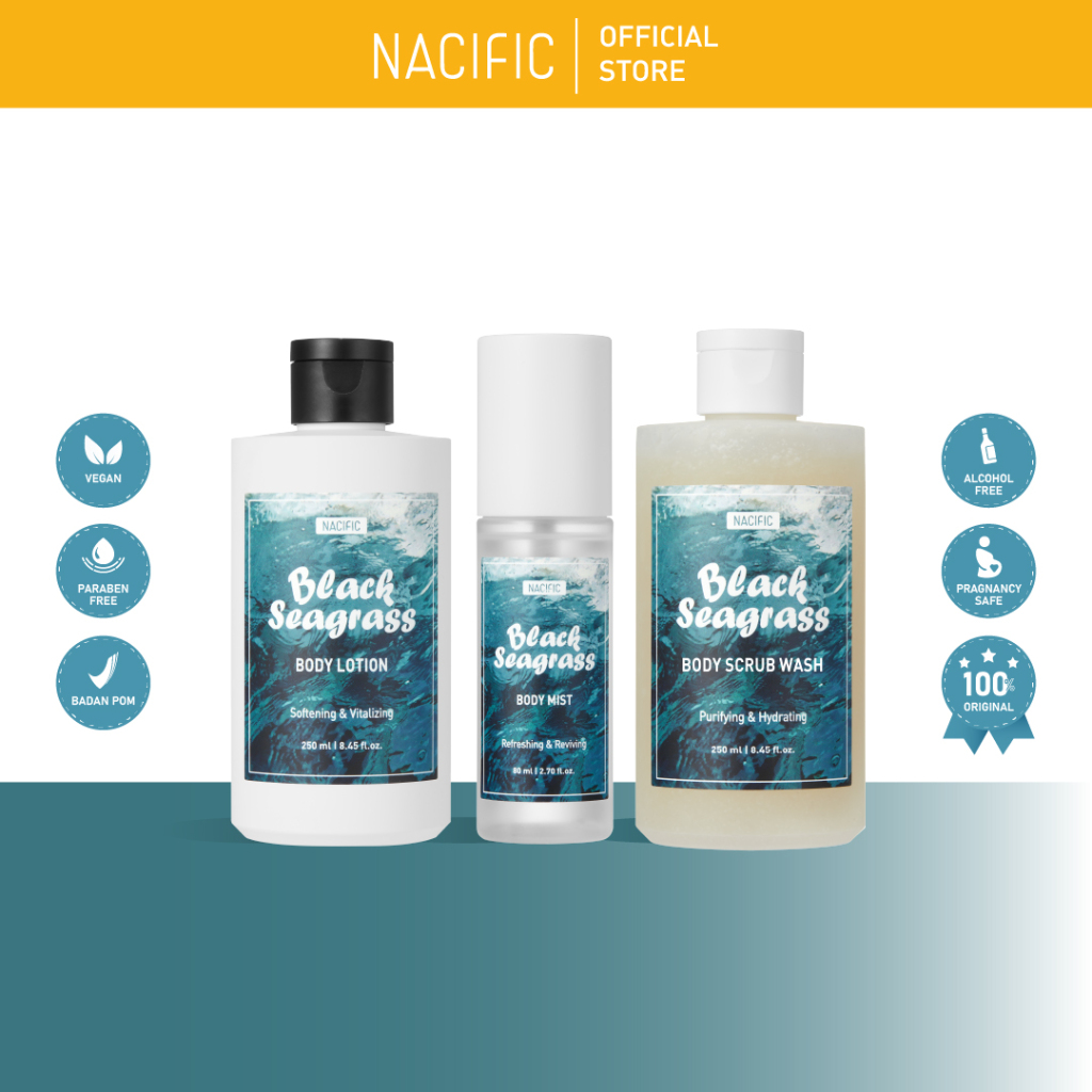 Jual NACIFIC Black Seagrass Bundle (Scrub+Lotion+Mist) | Shopee Indonesia
