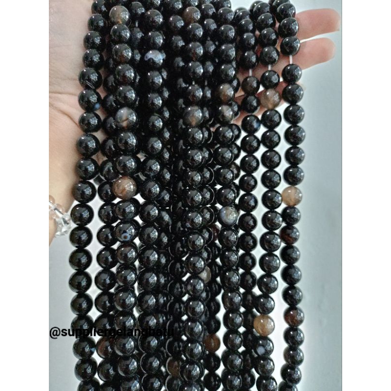 Jual bahan batu BLACK TOURMALINE 10mm bongkah akik natural tormalin ...