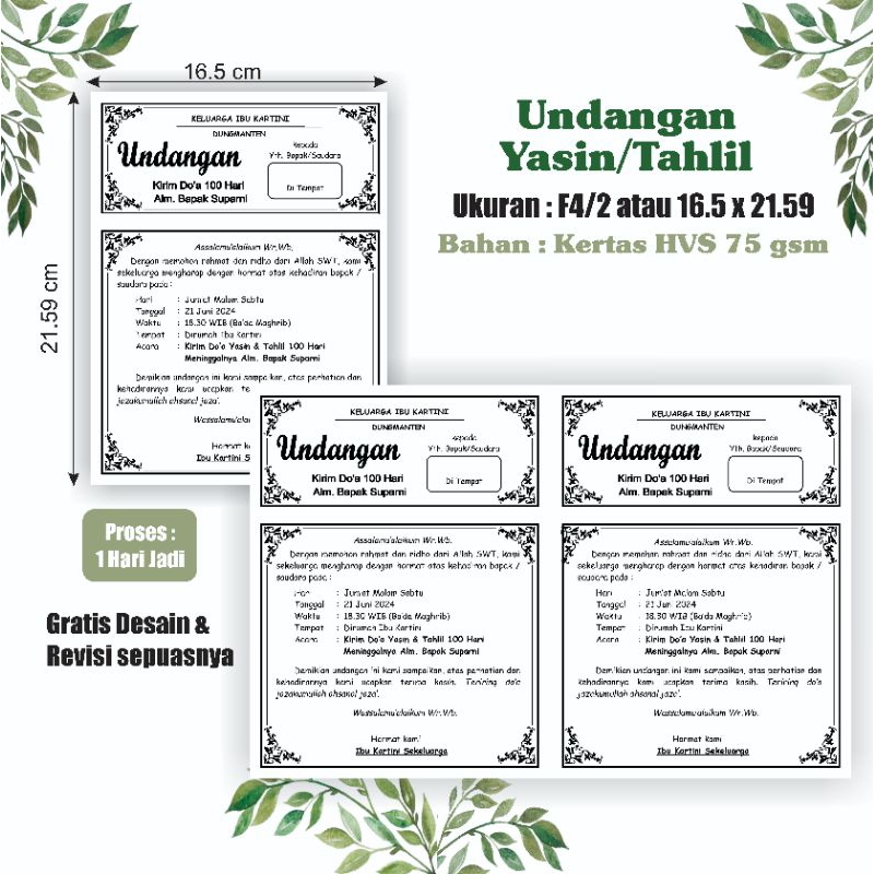 Jual Cetak Undangan Yasin/Tahlil, Walimahan, Aqiqah Dll | Shopee Indonesia