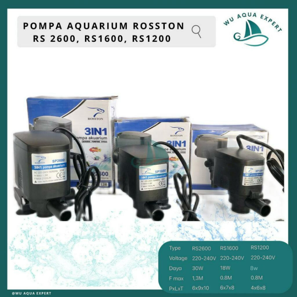Jual Pompa Aquarium ROSSTON KIYOSAKI RS 2600, RS 1600, & RS 1200 ...