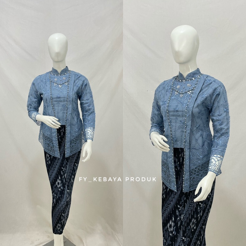 Jual Kebaya Modern kebaya wisuda bahan tille safto model kutu baru kerah sanghai payet | Shopee ...