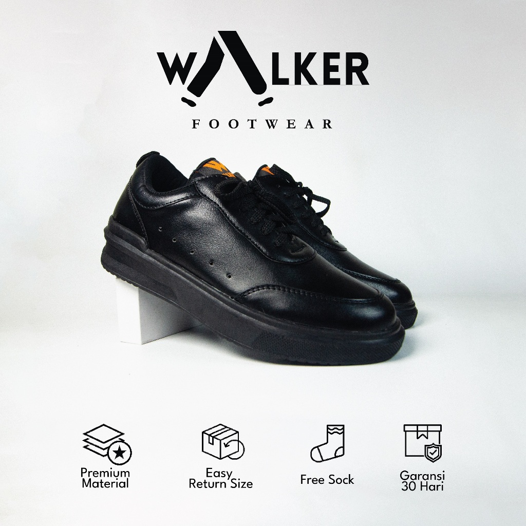 Jual WALKER FOOTWEAR - Sepatu Sneakers Pria Romeo Hitam | Shopee Indonesia