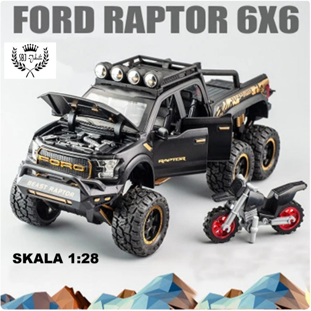 Jual Diecast mobil Ford Raptor 6 Ban F150 6x6 skala 1:28 ukuran besar ...
