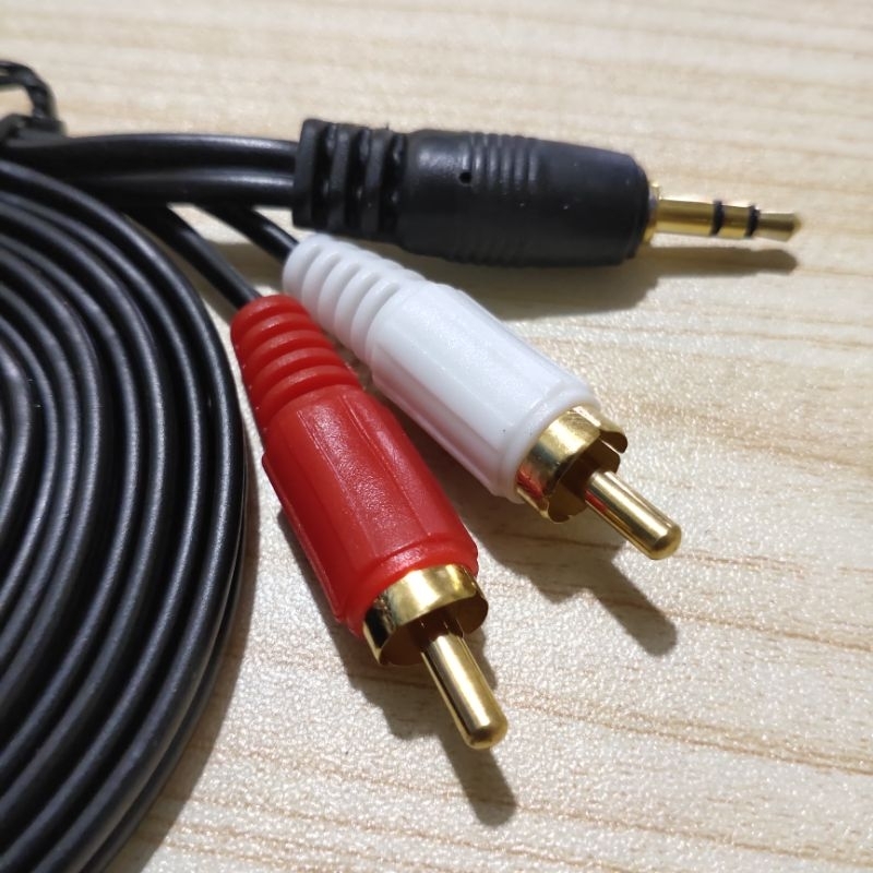 Jual Kabel rca to jack audio Aux 3.5mm 3 meter / kabel 2x1 / kabel ...