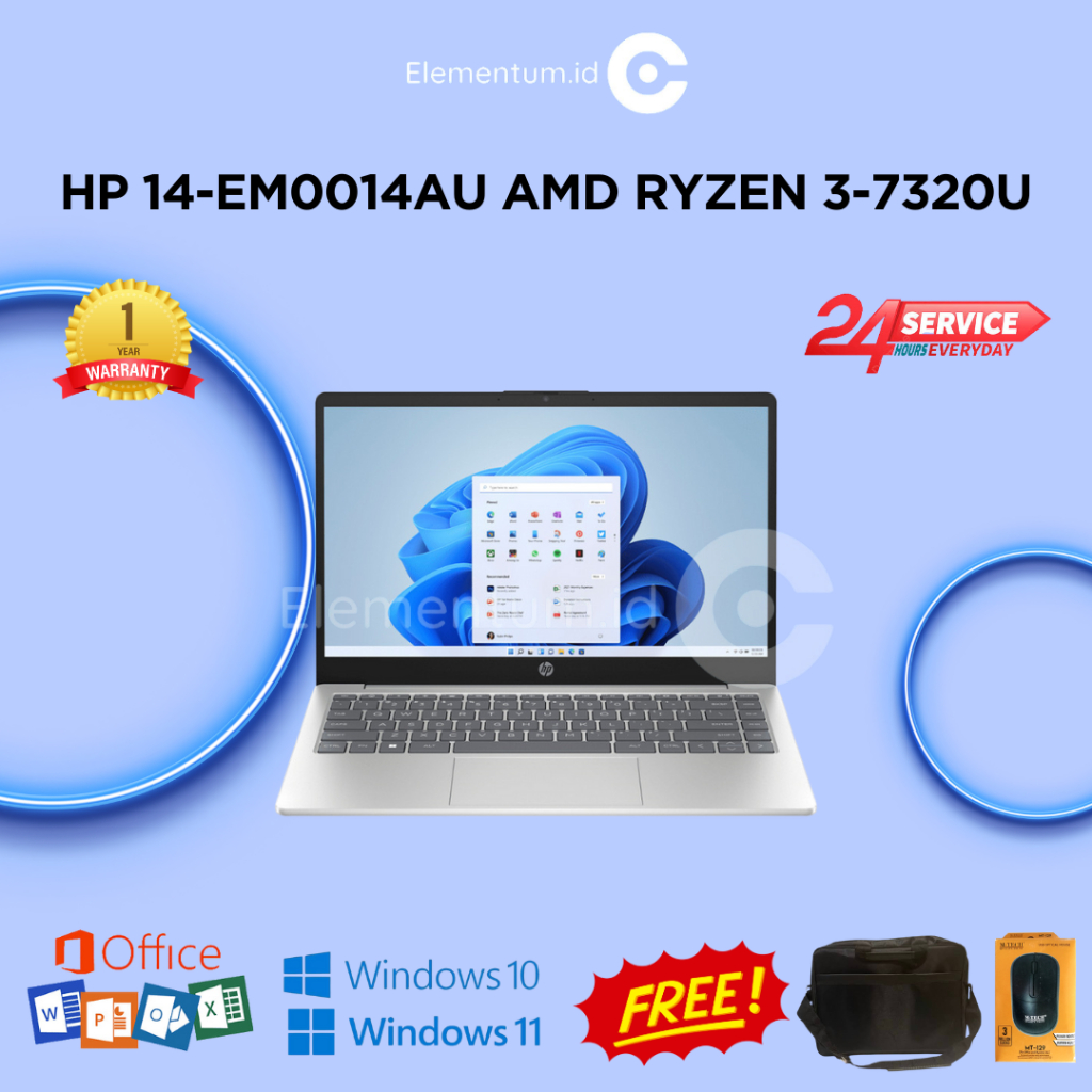 Jual Laptop HP 14-em0014au Amd Ryzen 3-7320U | 8GB 512GB 14" FHD W11 ...