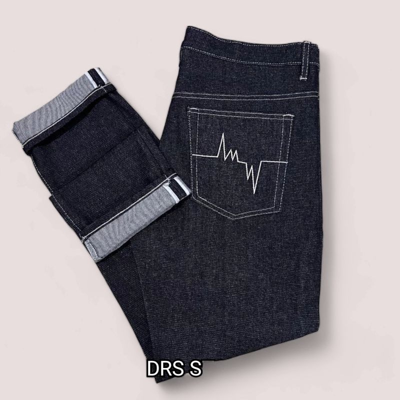 Jual DENIM SELVEDGE HITAM DARK || SELVEDGE DENIM ACCENT || CELANA DENIM ...