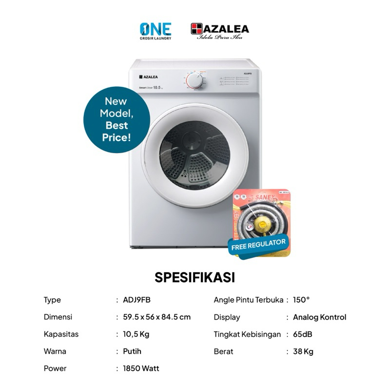 Jual MESIN PENGERING / DRYER AZALEA 10,5 KG TYPE ADJ9FB (NEW MODEL ...
