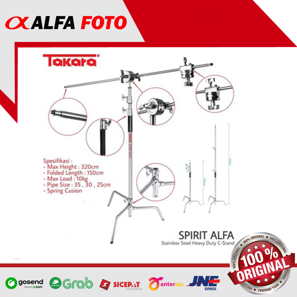 Jual Takara Spirit Alfa Heavy Duty C-Stand Lighstand Light Stand Tripod ...