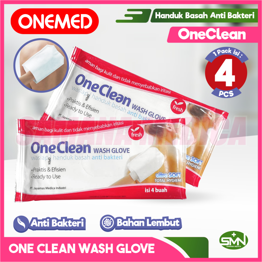 Jual One Clean Wash Glove ONEMED Waslap Handuk Basah Anti Bakteri Isi 4 ...