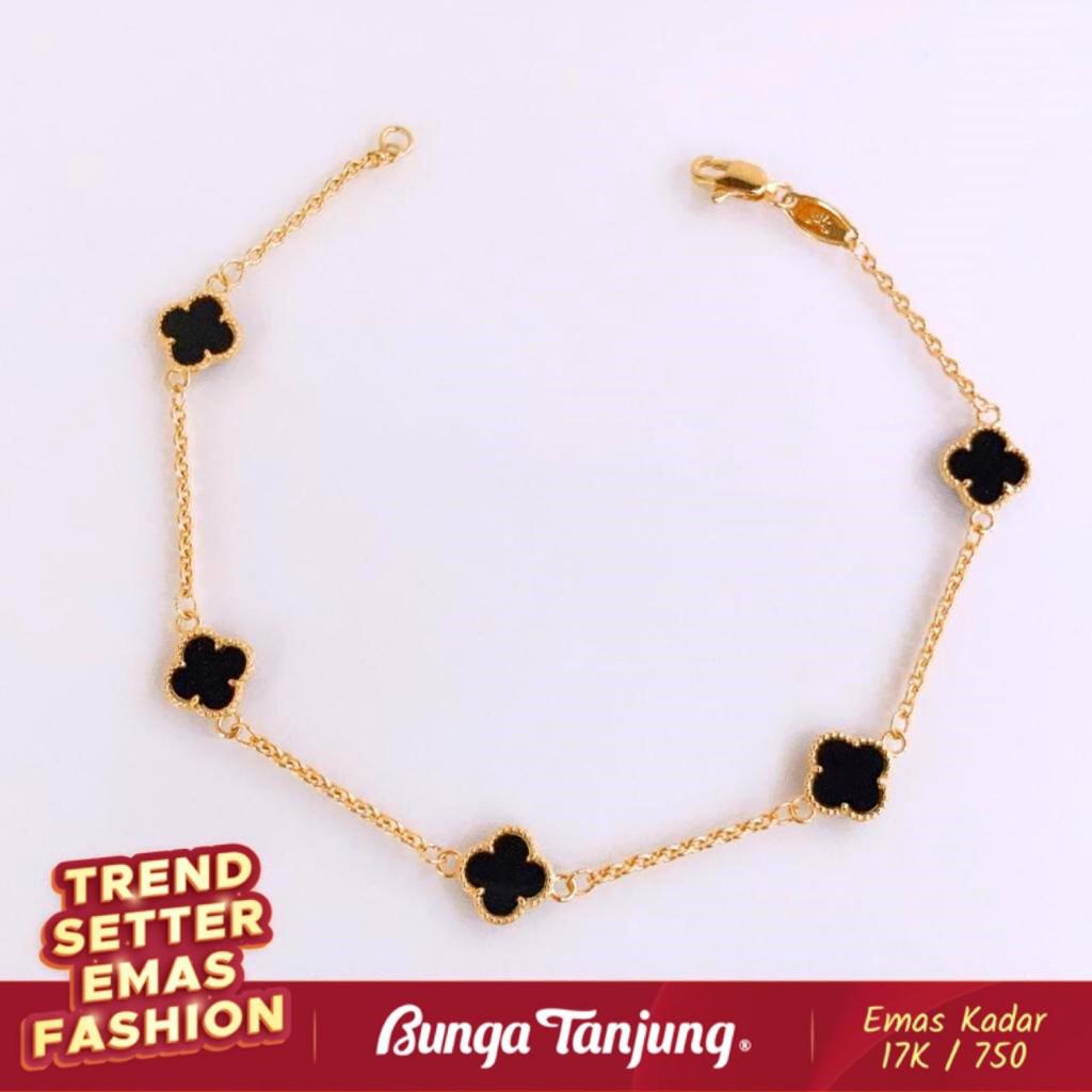 Jual GELANG CLOVER B - EMAS 17K - BUNGA TANJUNG GOLD | Shopee Indonesia