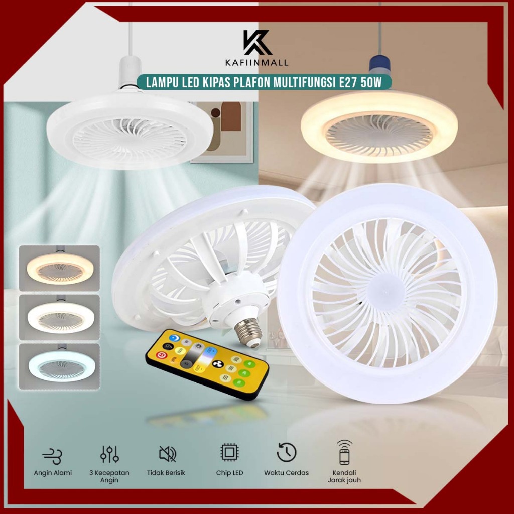 Jual HORICI Lampu kipas Angin AC E27 30Watt Lampu Plafon Remote control ...