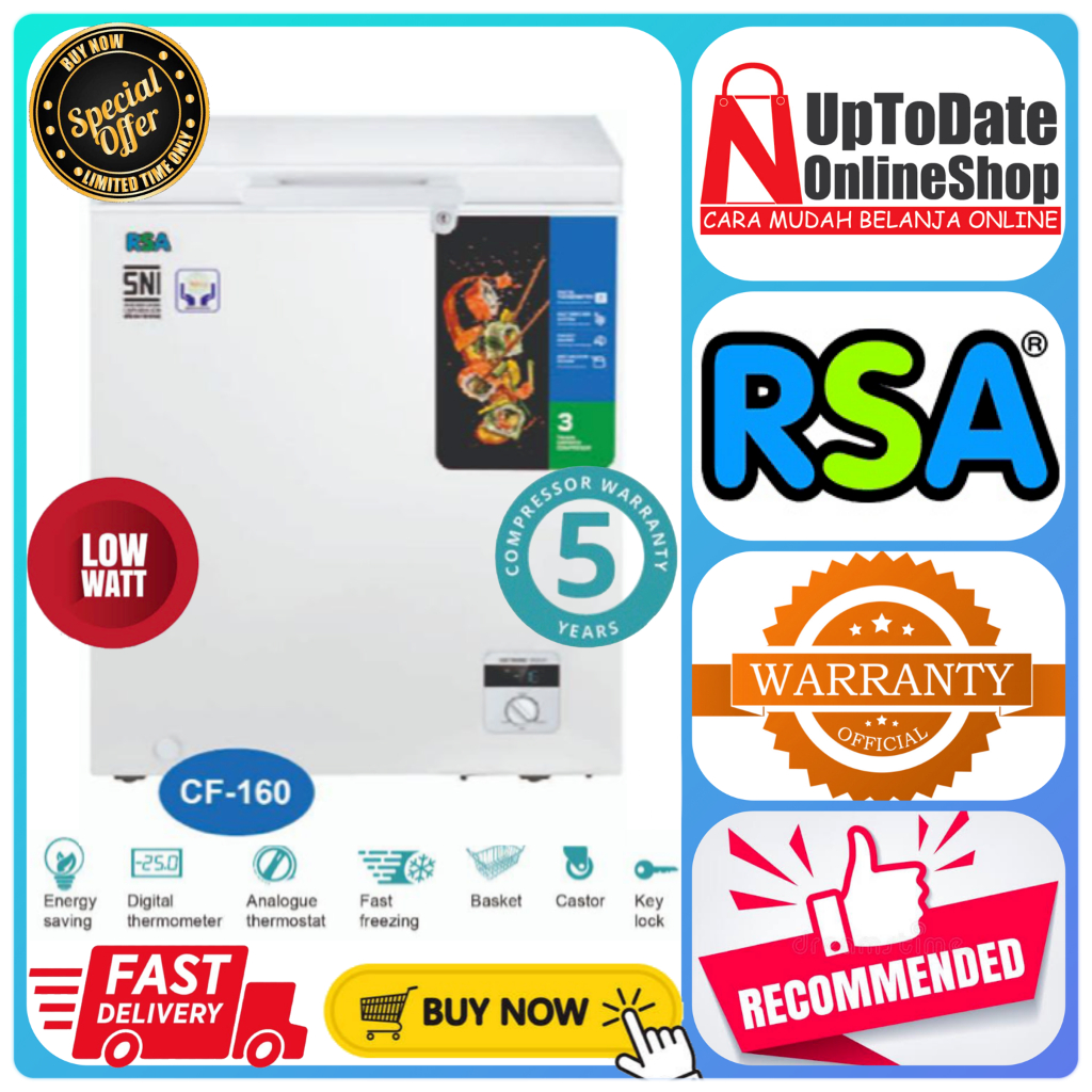 Jual CHEST FREEZER RSA CF160 CF-160 160 POWERFUL FREEZING 150L SUPER ...