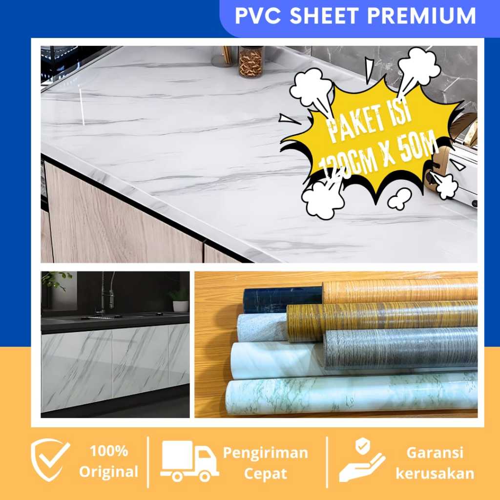 Jual PVC SHEET 1 ROLL ukuran 120Cm x 50M (Sudah ada Lem)/Deco Sheet ...