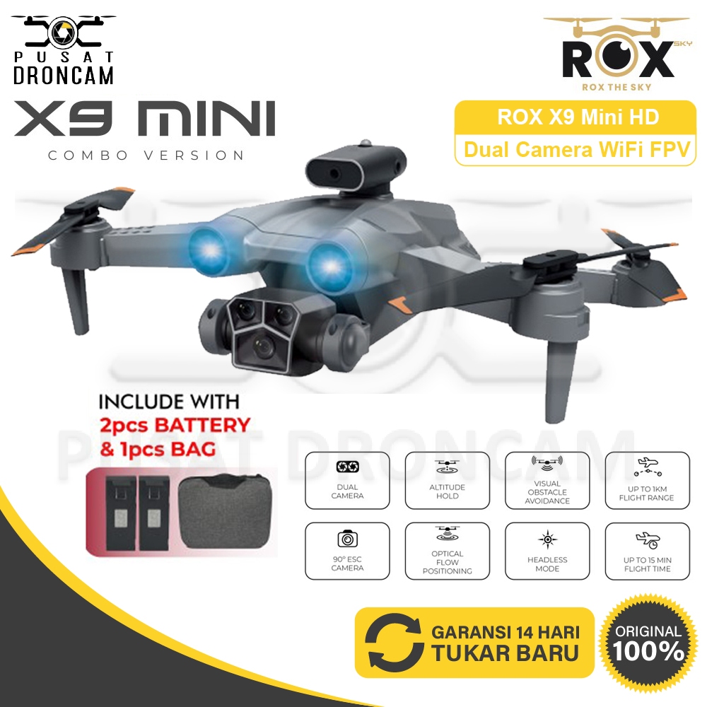 Jual ROX X9 Mini Combo Drone HD Dual Camera WiFi FPV - ROX X 9 | Shopee ...