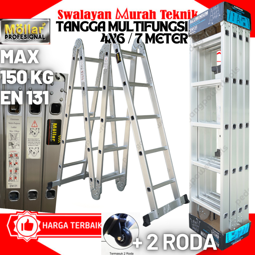 Jual Tangga Lipat Multifungsi Aluminium 7 M MOLLAR 2W 4x6 Multipurpose ...