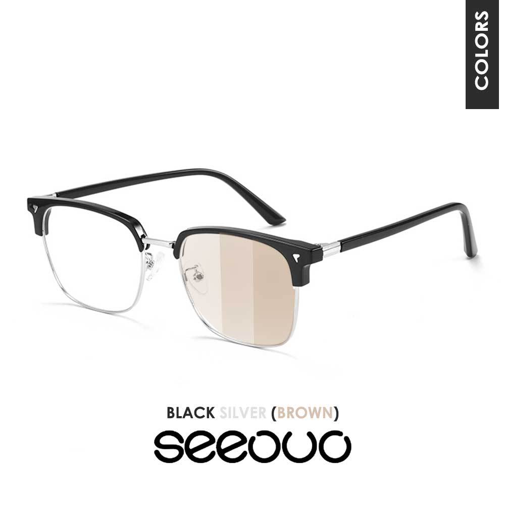 Jual Seeouo Kacamata Bluecromic Antiradiasi Blueray Photocromic Model Kotak Half Stylish Metal ...