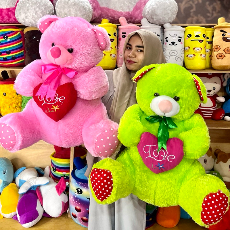 Jual Boneka beruang teddy bear panduk duduk love rasfur Teddy Bear hati ...