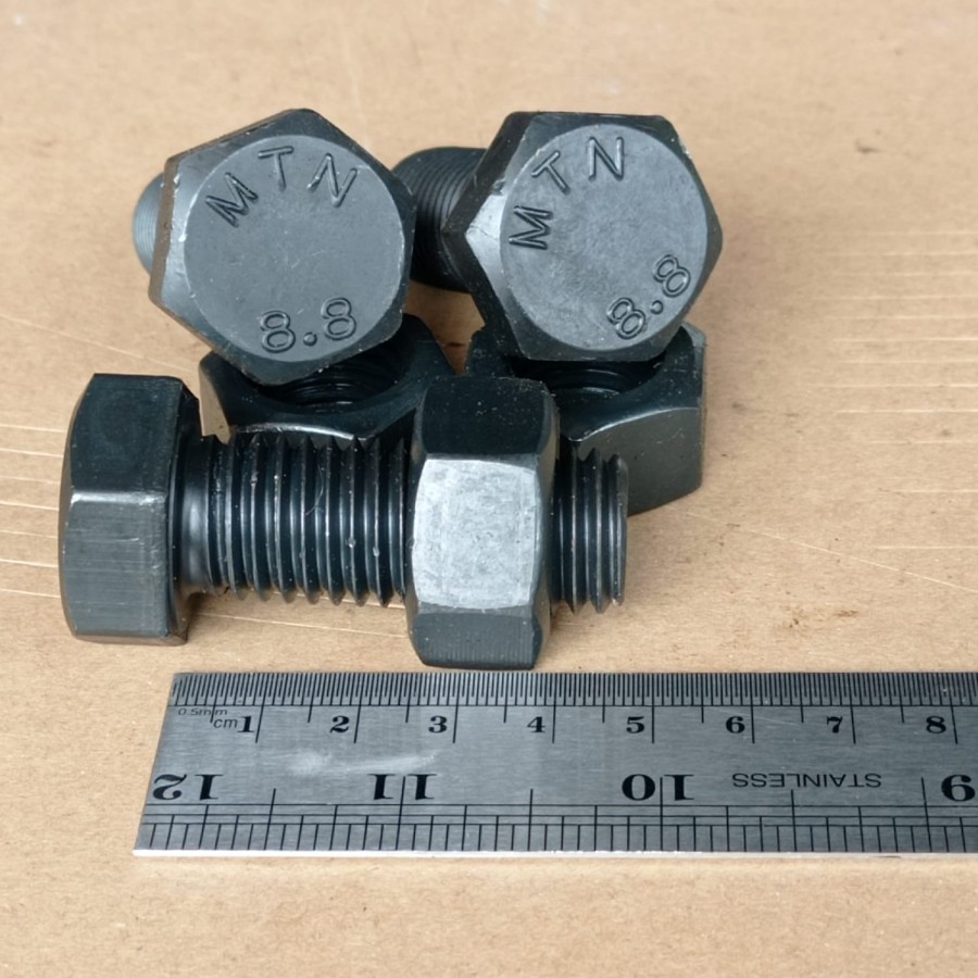 Jual BAUT BAJA 27 DRAT KASAR P2.5 M18x40MM s/d M18x150mm / Baja Kasar Kunci 27 M18 Baud Grade 8. ...