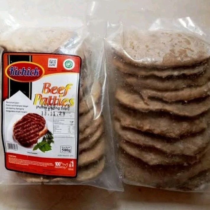Jual Kichick Beef Patties Daging Burger Sapi 500gr isi 10 pcs | Shopee ...