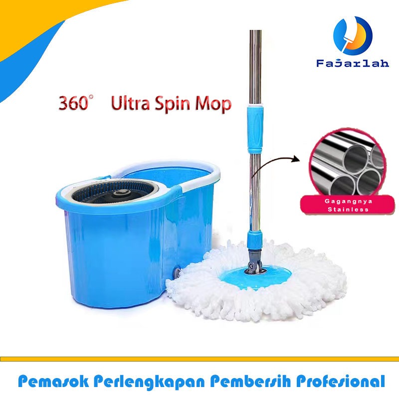 Jual Ultra spin Tornado mop BIRU 1set alat pel lantai super mop lap pel ...