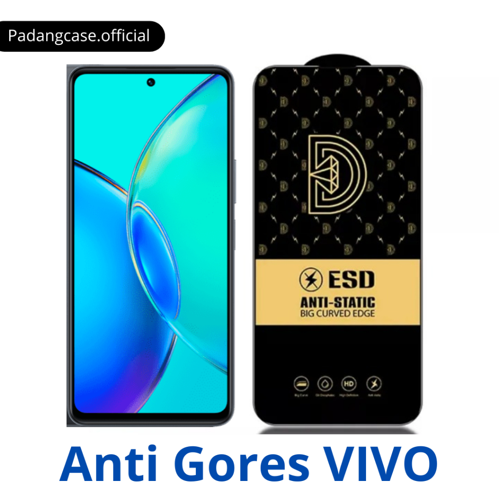 Jual Tempered Glass ESD Full Cover Anti Static Vivo Y28 T1 5G Y01 Y02 ...
