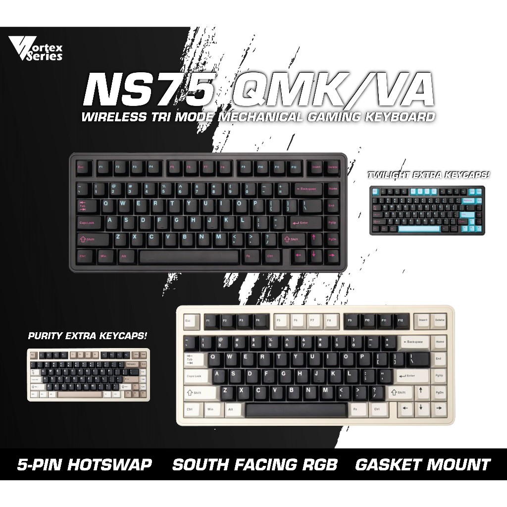Jual VORTEXSERIES N75 QMK/VIA 75% WIRELESS MECHANICAL RGB GAMING ...