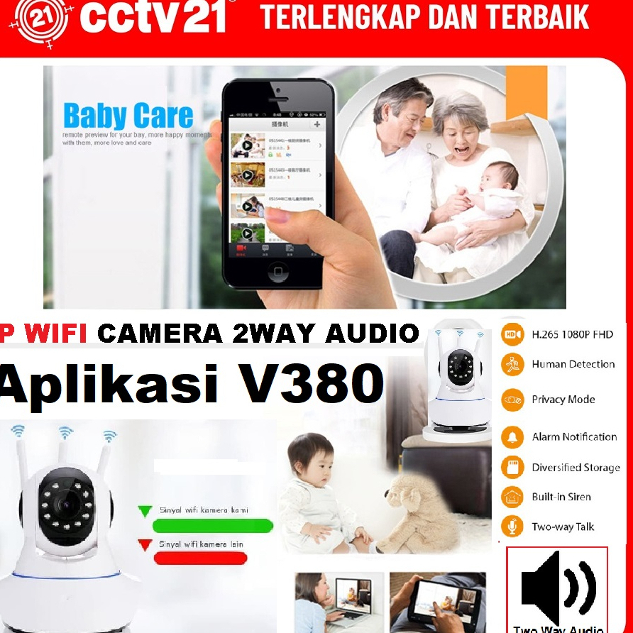 Jual IP Wifi Smart Camera 3Antena 2MP Pan 355/Tilt 90 Derajat I2Way ...