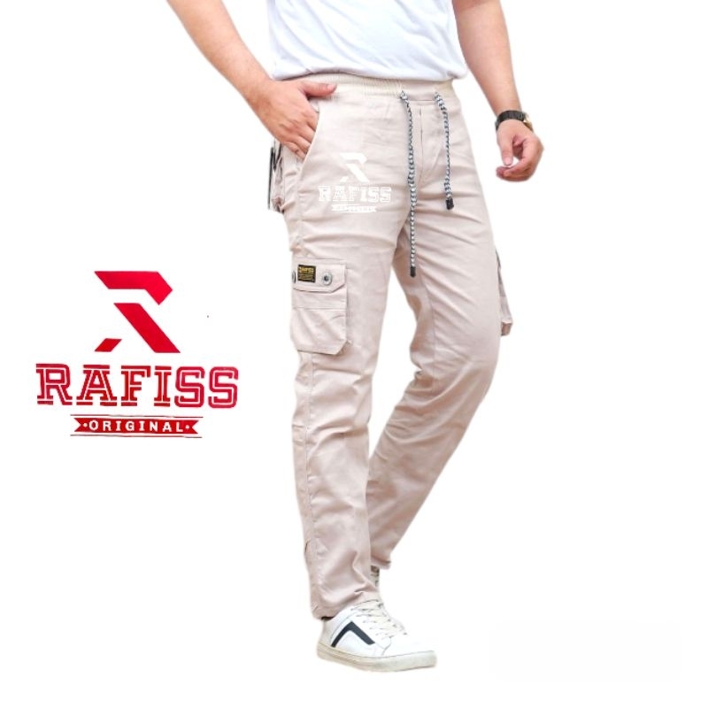 Jual RAFISS Celana Cargo Panjang Pinggang Karet Rib Kolor Pria Unisex Katun Twill Stretch (Cargo ...