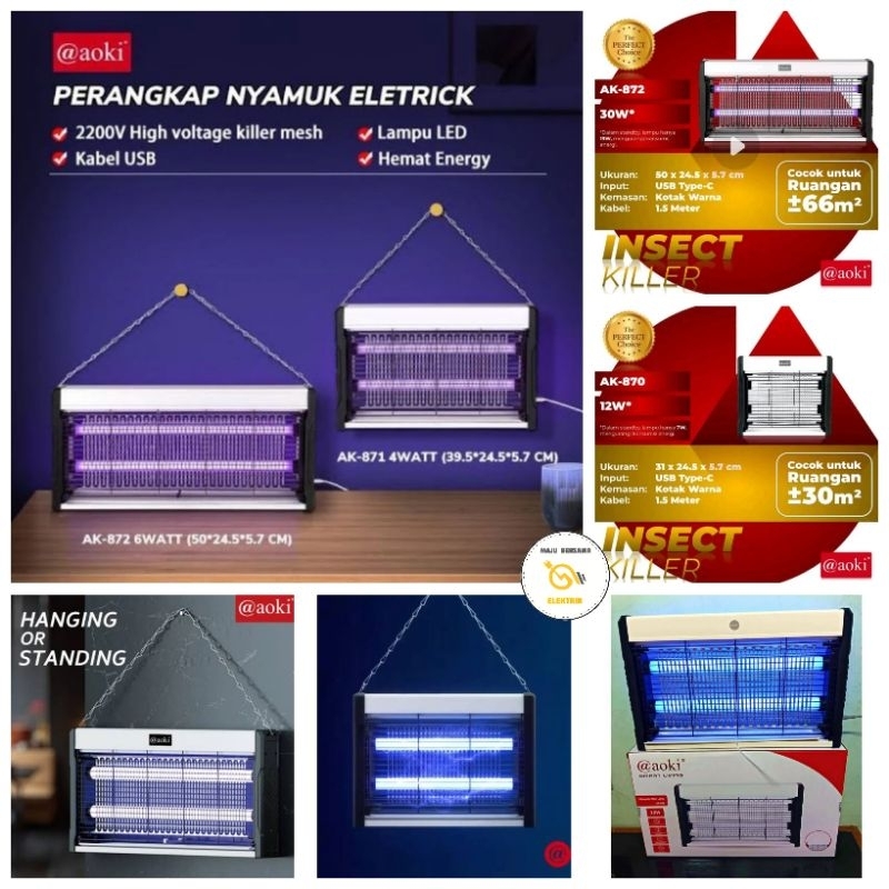 Jual AMPUHH AOKI Insect Killer Mosquito Killer Perangkap Nyamuk Lalat Bug Zapper Lampu UV 12/30 ...