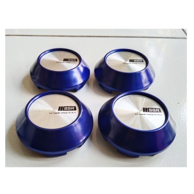 Jual Dop Center Velg SSR Variasi kerucut Biru 6,8cm Logo Tulisan Hitam ...