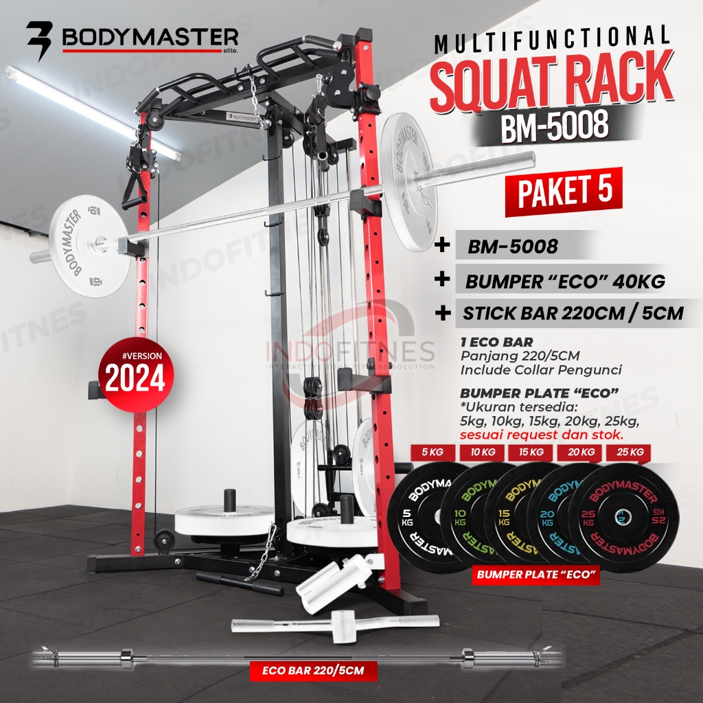 Jual BODYMASTER Paket Functional Squat Rack BM-5008 + Beban 40KG, Dual ...