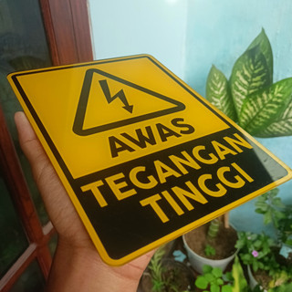 Jual Papan Akrilik Tanda Awas Tegangan Tinggi Anti Air untuk Dinding ...