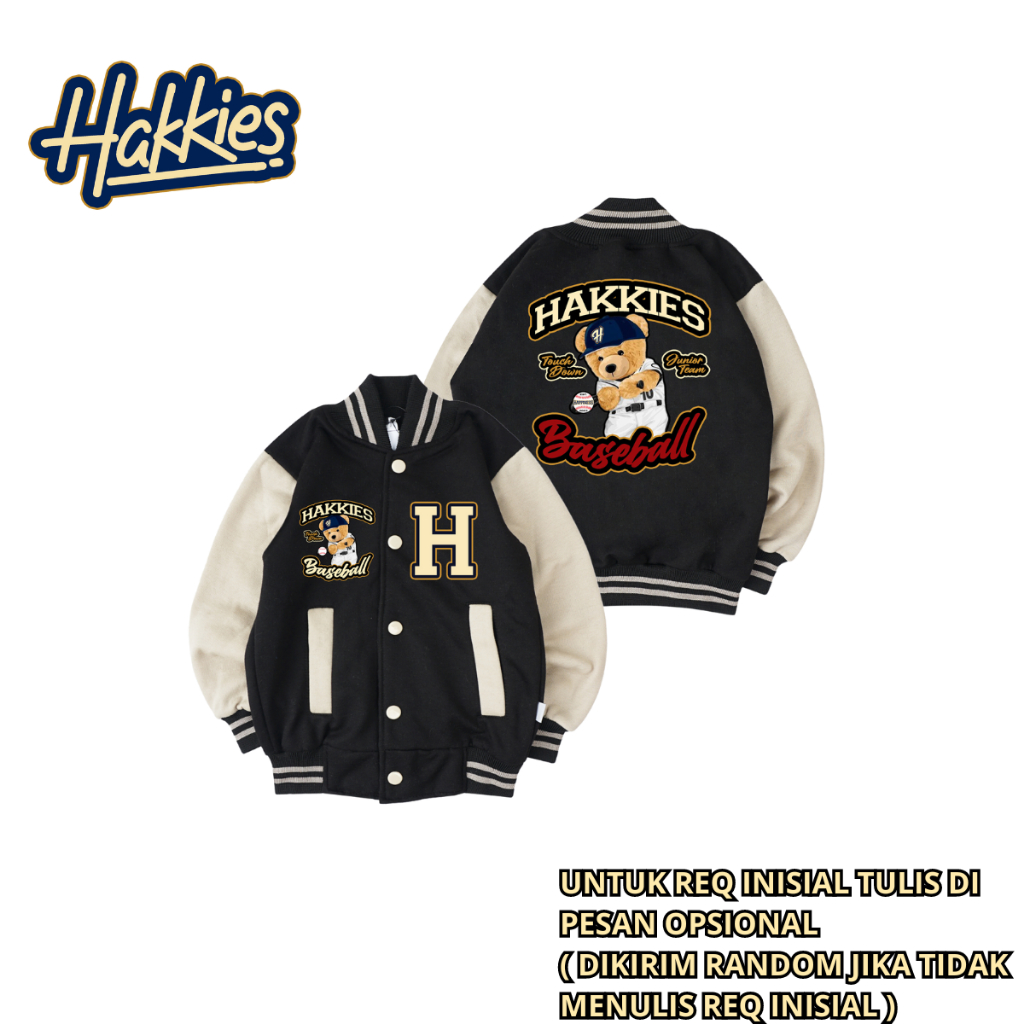 Jual HAKKIES Varsity Jacket Baseball Beruang Anak Inisial A-Z Laki Laki ...