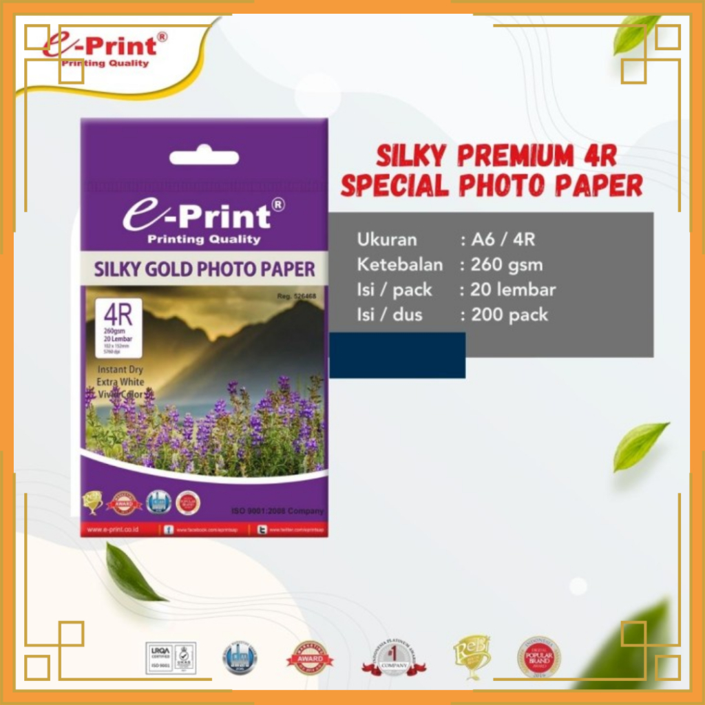 Jual E-PRINT Kertas foto 4R silky gold 260GSM | Shopee Indonesia