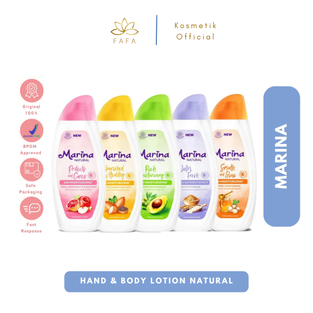 Jual MARINA Hand & Body Lotion Natural Series - 335ml & 475ml | Shopee ...