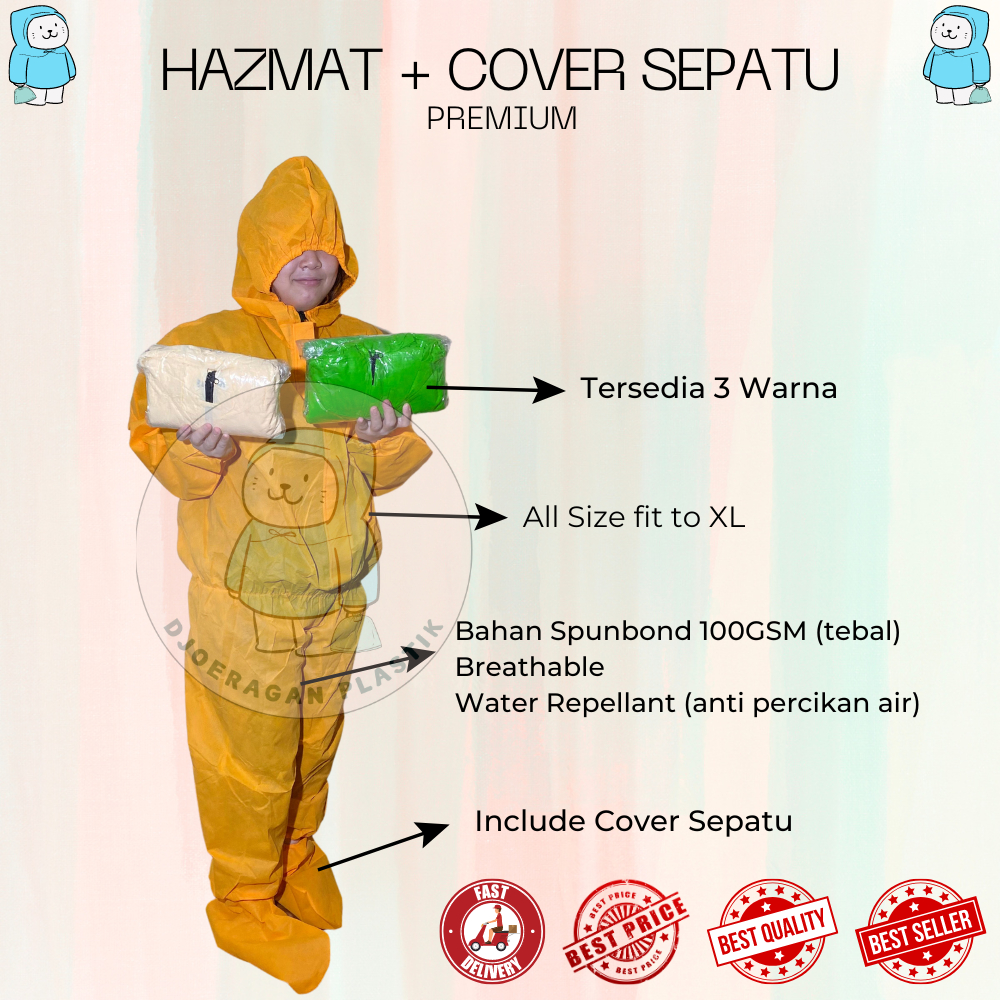 Jual APD Hazmat Suit Spunbond 100 GSM PREMIUM PP NON WOVEN + COVER ...