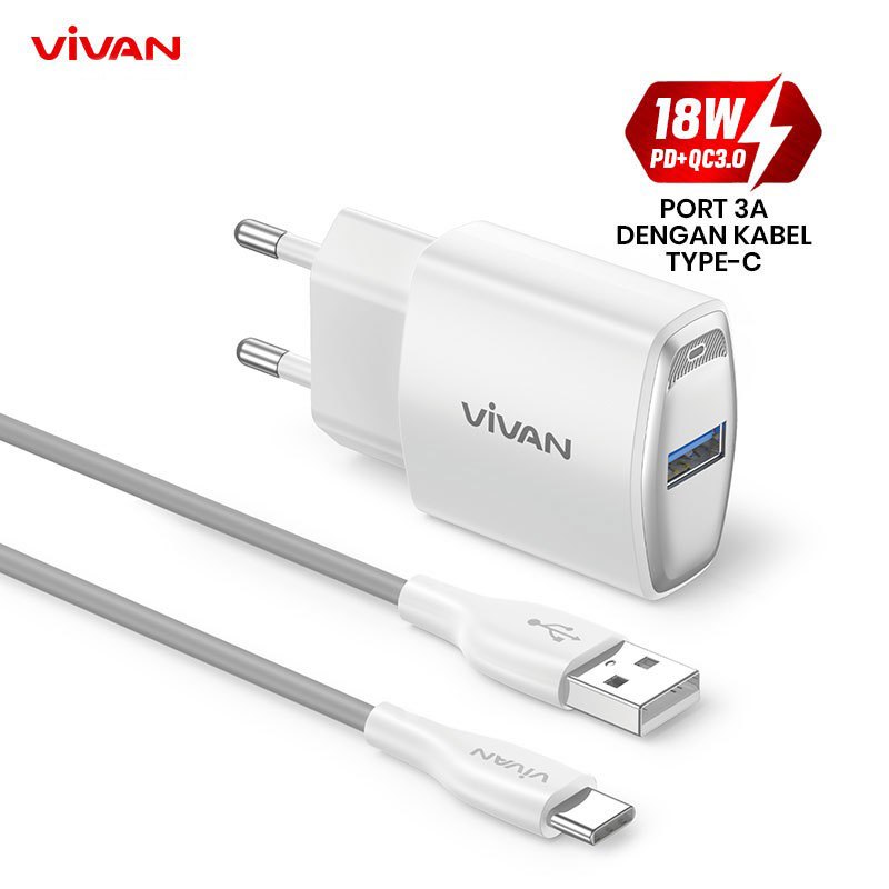 Jual Charger VIVAN Type C 3A 18W Quick Charge Power Oval 3C | Shopee Indonesia