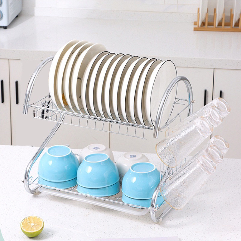 Jual RAK PIRING 2 TINGKAT SUSUN STAINLESS STEEL SENDOK GARPU / DISH ...