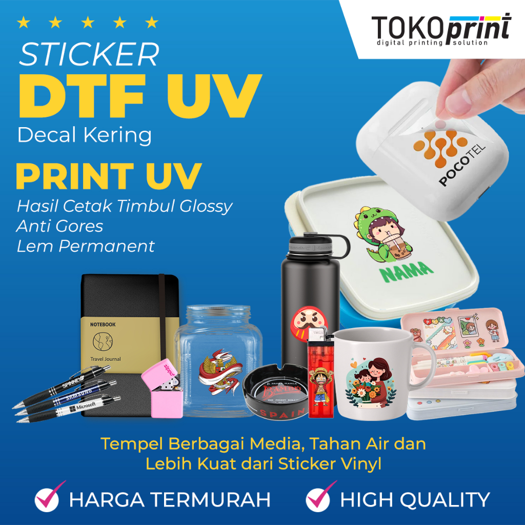 Jual PRINT UV DTF CETAK STICKER DECAL KERING TIMBUL | Shopee Indonesia