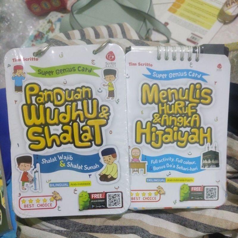 Jual super genius card panduan wudhu dan sholat, menulis huruf & angka ...