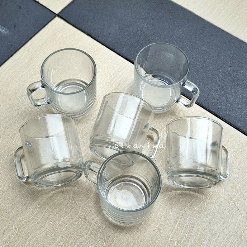 Jual 6 PCS GELAS GAGANG KACA MM1229 gelas kaca cantik gelas korea gelas ...