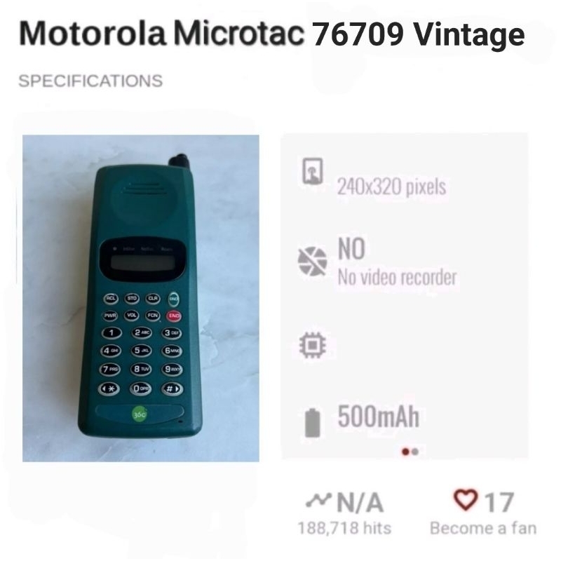 Jual MOTOROLA MICROTAC 76709 VINTAGE HP LANGKA UNIK DAN ANTIK HPNYA ...