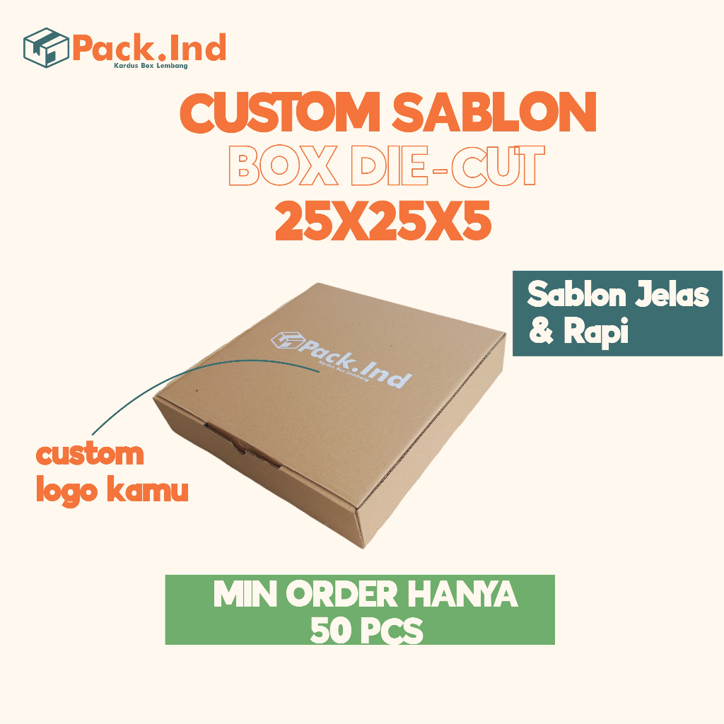 Jual (+SABLON) Kardus ukuran 25x25x5 | Box Die Cut | Kardus Packing ...