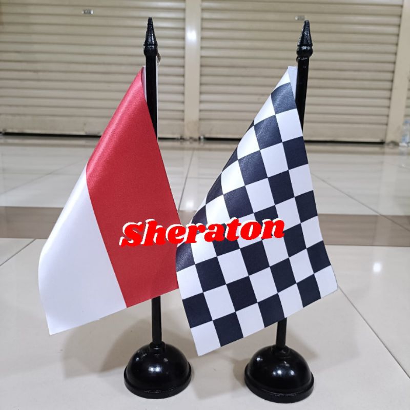 Jual tiang kayu meja+bendera start bendera finish bendera catur+bendera ...