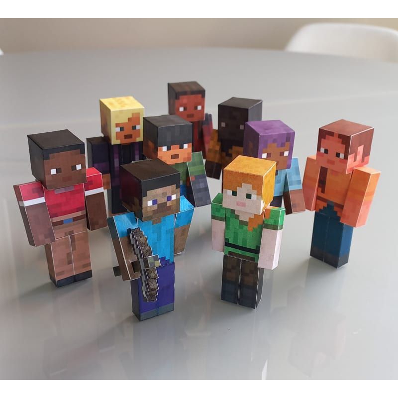 Jual Lembaran pola papercraft paket lengkap Karakter minecraft 9 jenis ...