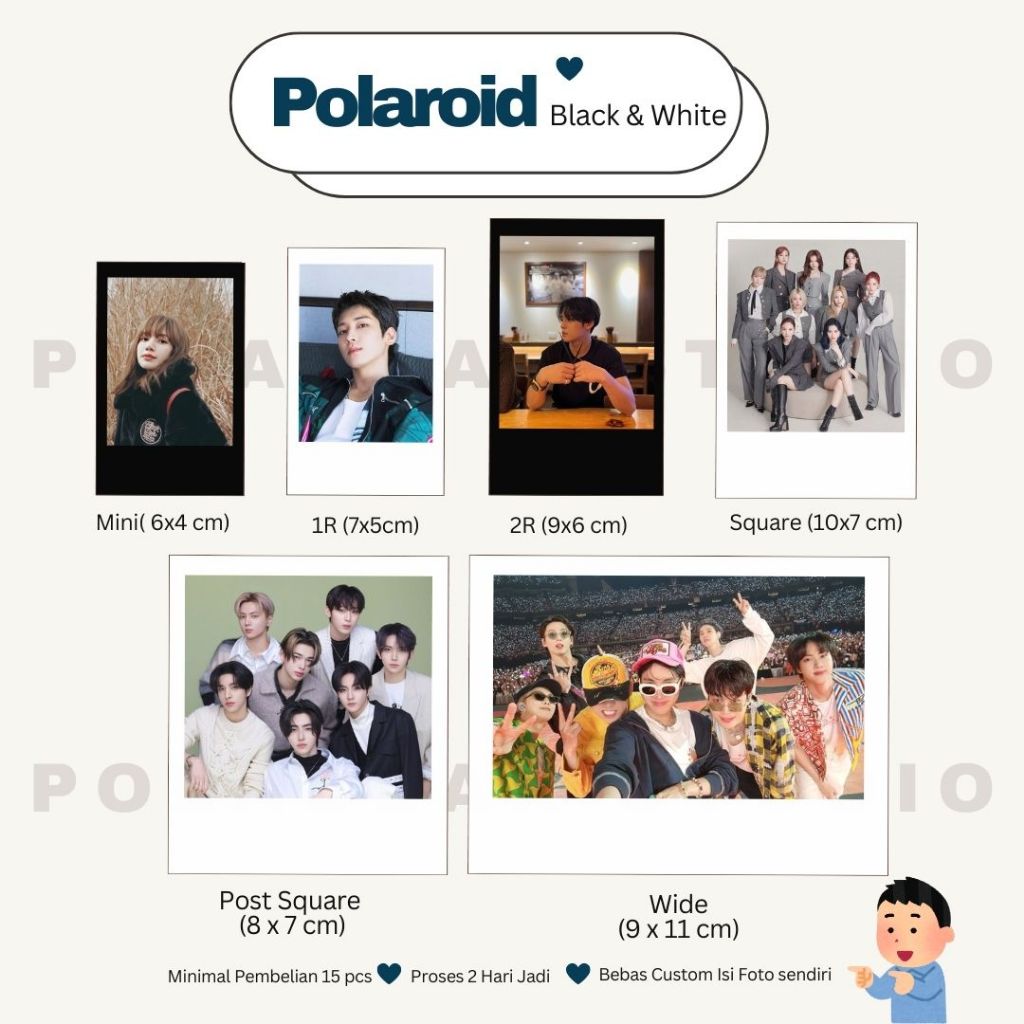 Jual Cetak Foto Model Polaroid Ukuran Mini 1R 2R Square Post Wide Edisi ...